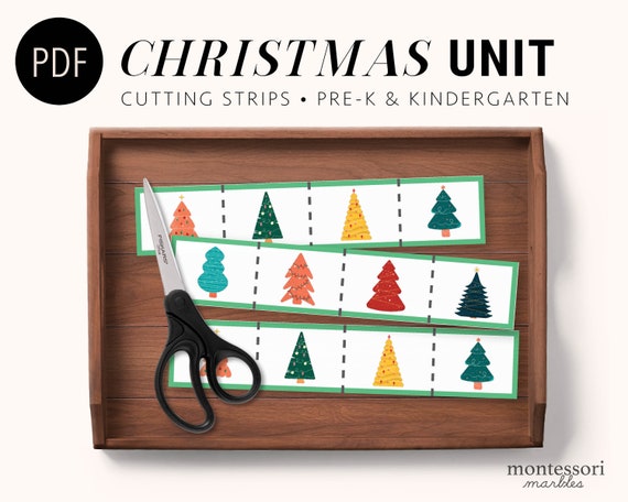 Christmas Cutting Strips Fine Motor Activity for Montessori | Etsy