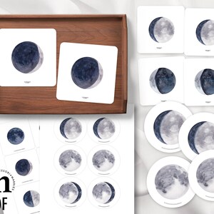 MOON PHASES Picture Matching Outer Space Theme Montessori - Etsy