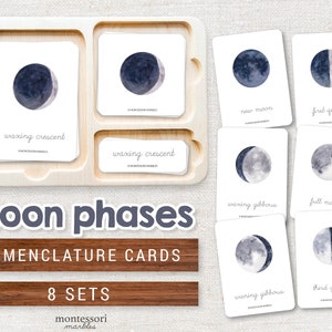 CURSIVE MOON PHASES Montessori Nomenclature Cards Montessori | Etsy