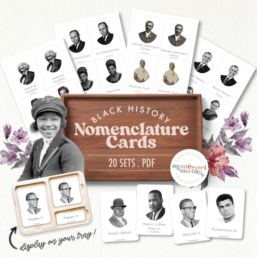 BLACK HISTORY MONTH Montessori Nomenclature Cards | Famous African ...