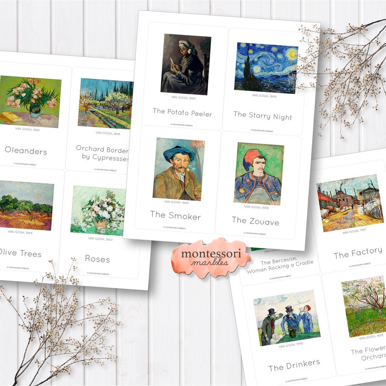 Vincent Van Gogh Flash Cards Famous Artists Famous | Etsy