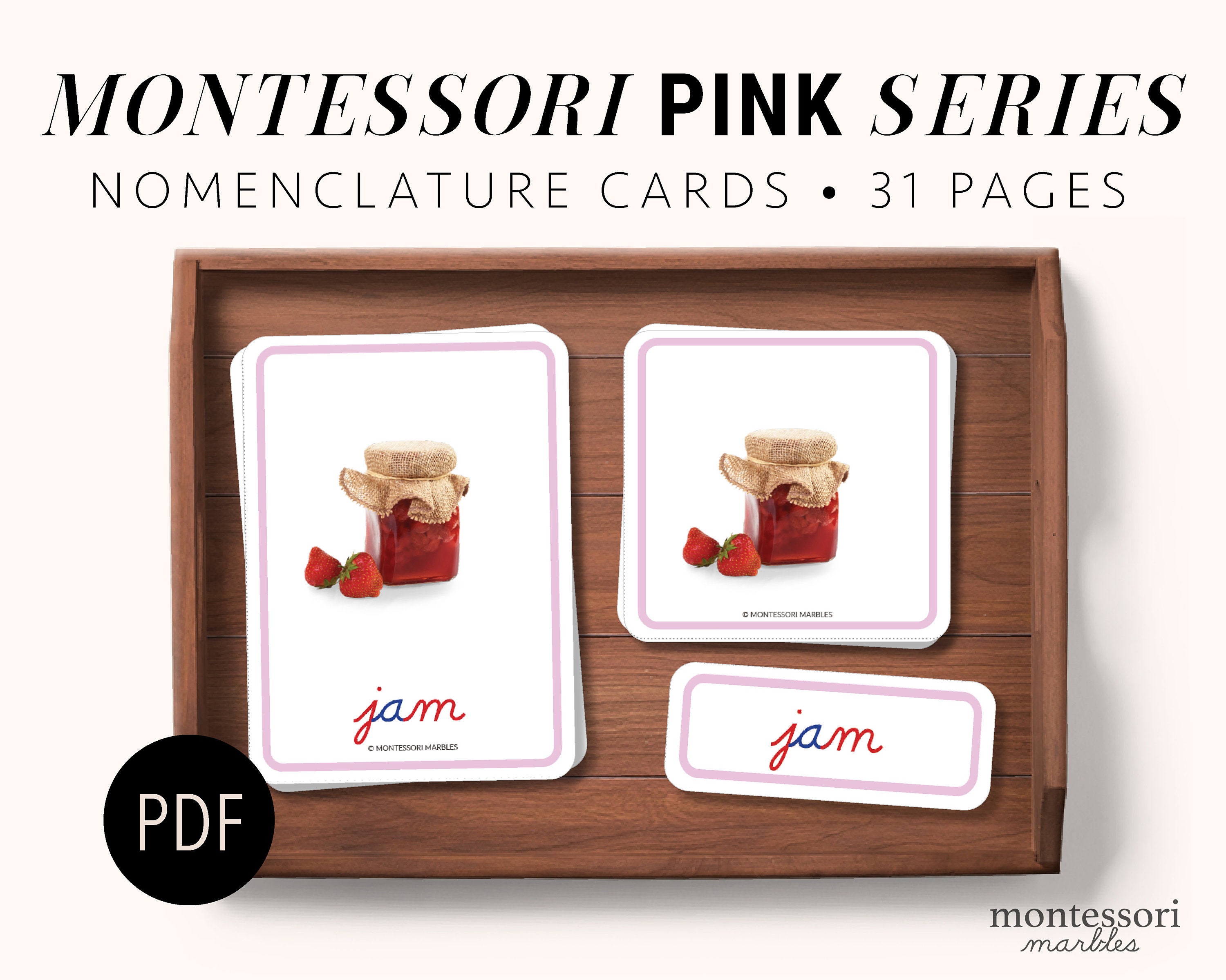 CURSIVE Montessori Nomenclature Cards Pink Series CVC Words - Etsy