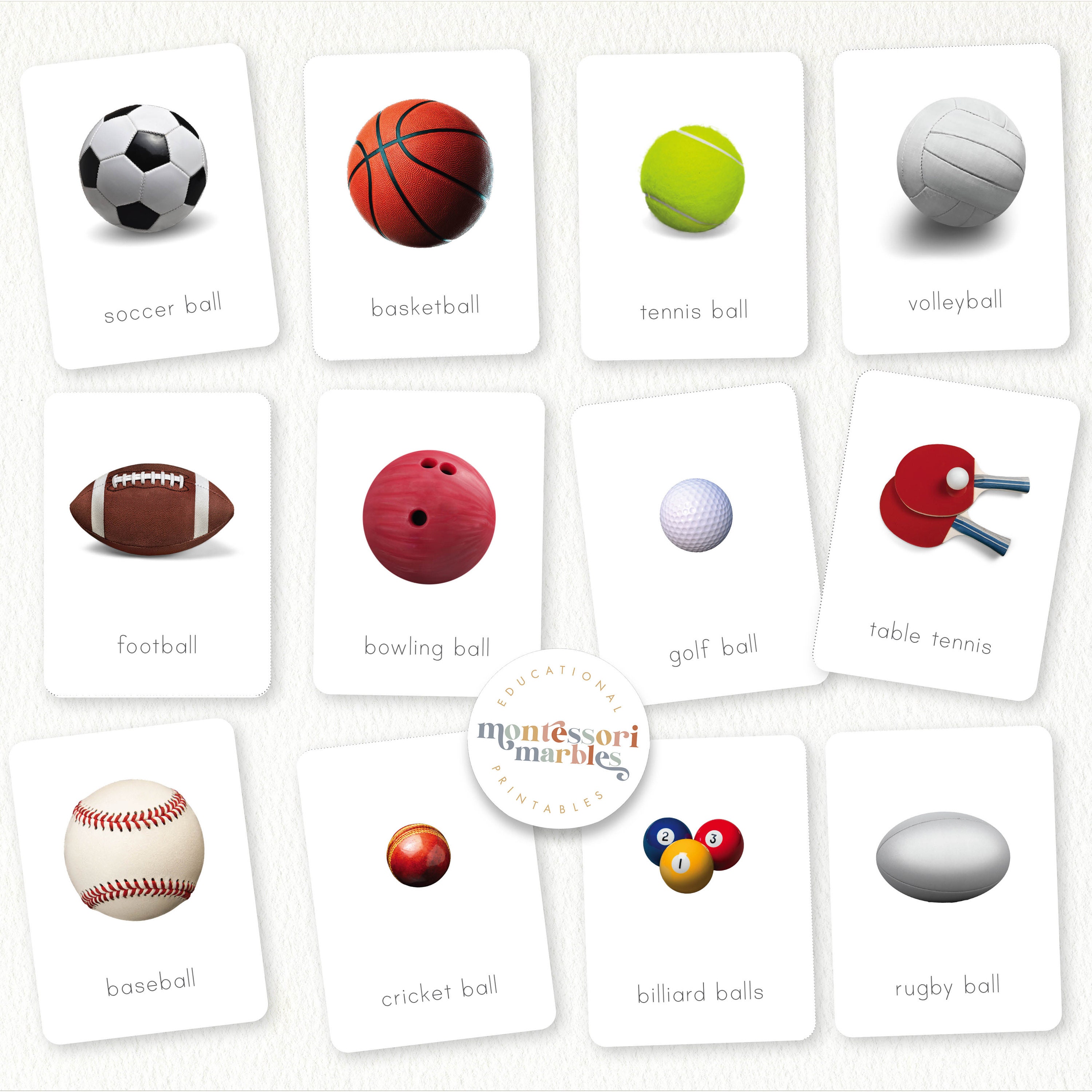 Ball Sports Flash Cards | Montessori Sports Nomenclature | Kids ...