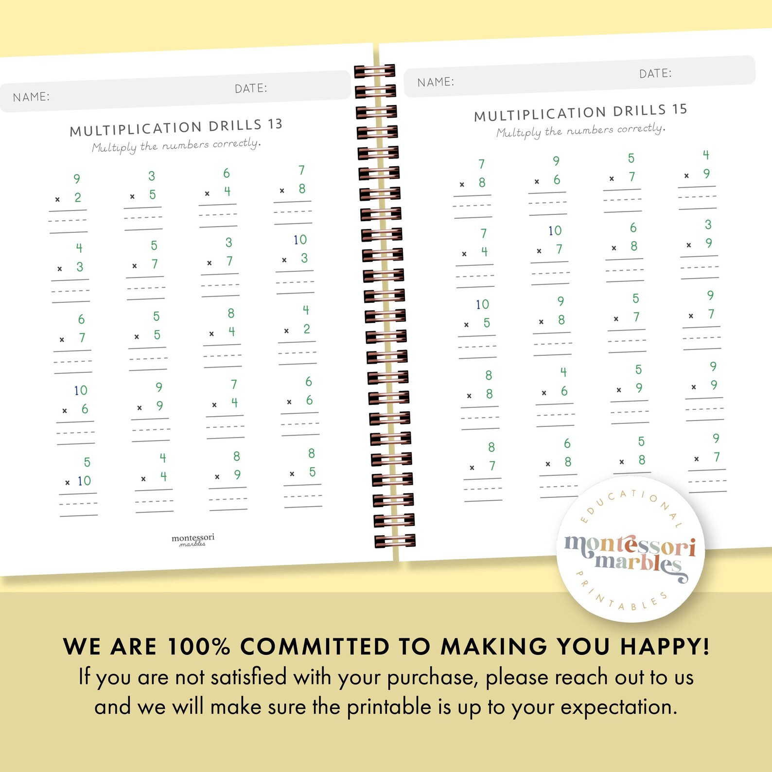 Math Multiplication Level 1 Workbook | Montessori Mathematics ...