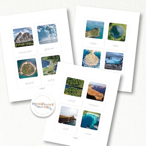 LANDFORMS Flash Cards Montessori Inspired Cards Social Studies ...