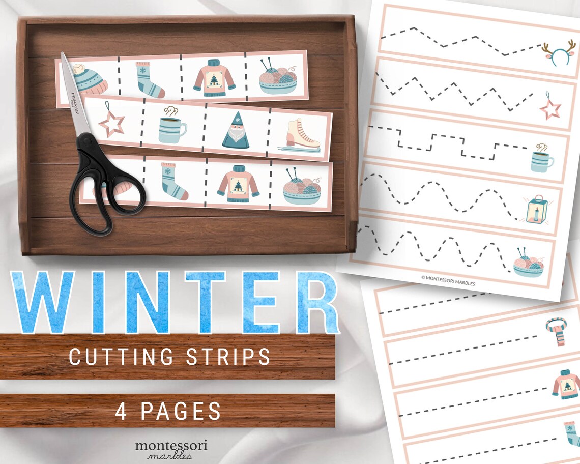WINTER Cutting Strips Scissors Skills Cutting Skills Fine - Etsy