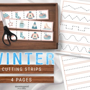WINTER Cutting Strips, Scissors Skills, Cutting Skills, Fine Motor ...