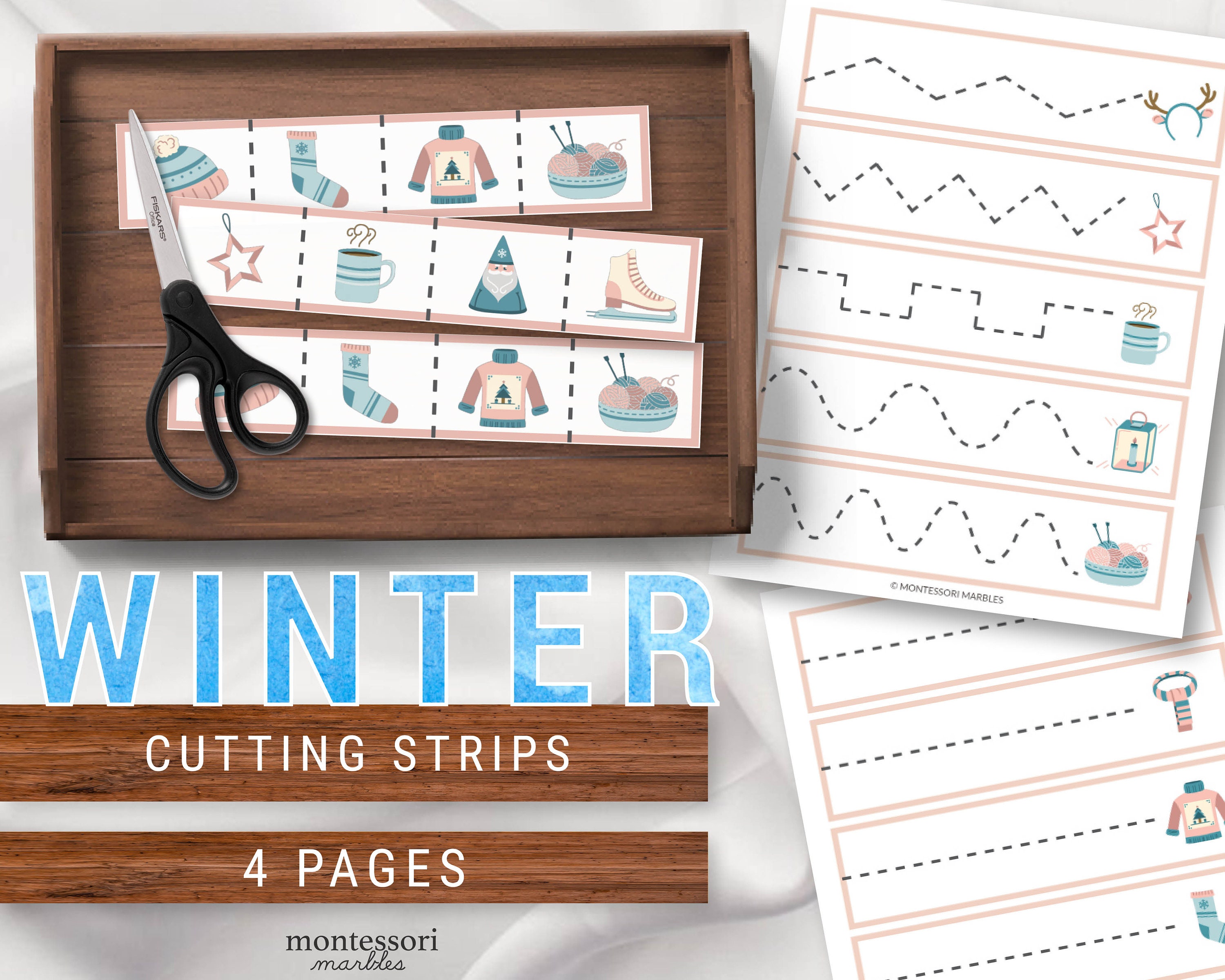 WINTER Cutting Strips Scissors Skills Cutting Skills Fine - Etsy