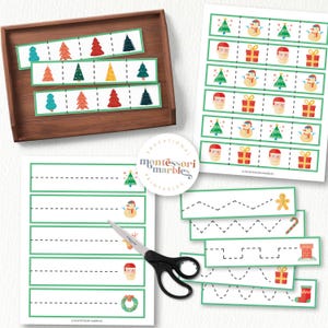 CHRISTMAS Cutting Strips, Fine Motor Activity for Montessori at Home ...
