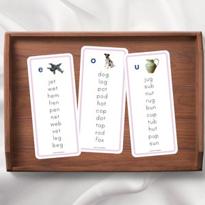 MONTESSORI PINK SERIES Short Vowels Word Lists Emerging - Etsy