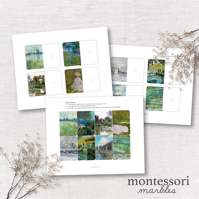 CLAUDE MONET Complete the Picture Cards Activity for Famous - Etsy