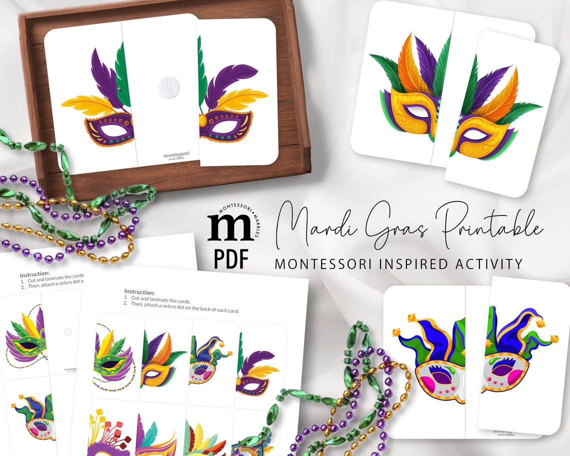 MARDI GRAS Symmetry Matching Puzzle Montessori Inspired - Etsy