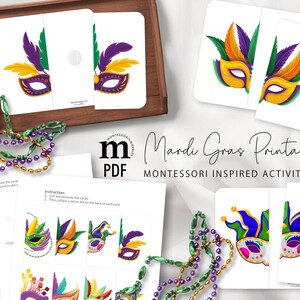 MARDI GRAS Symmetry Matching Puzzle Montessori Inspired - Etsy
