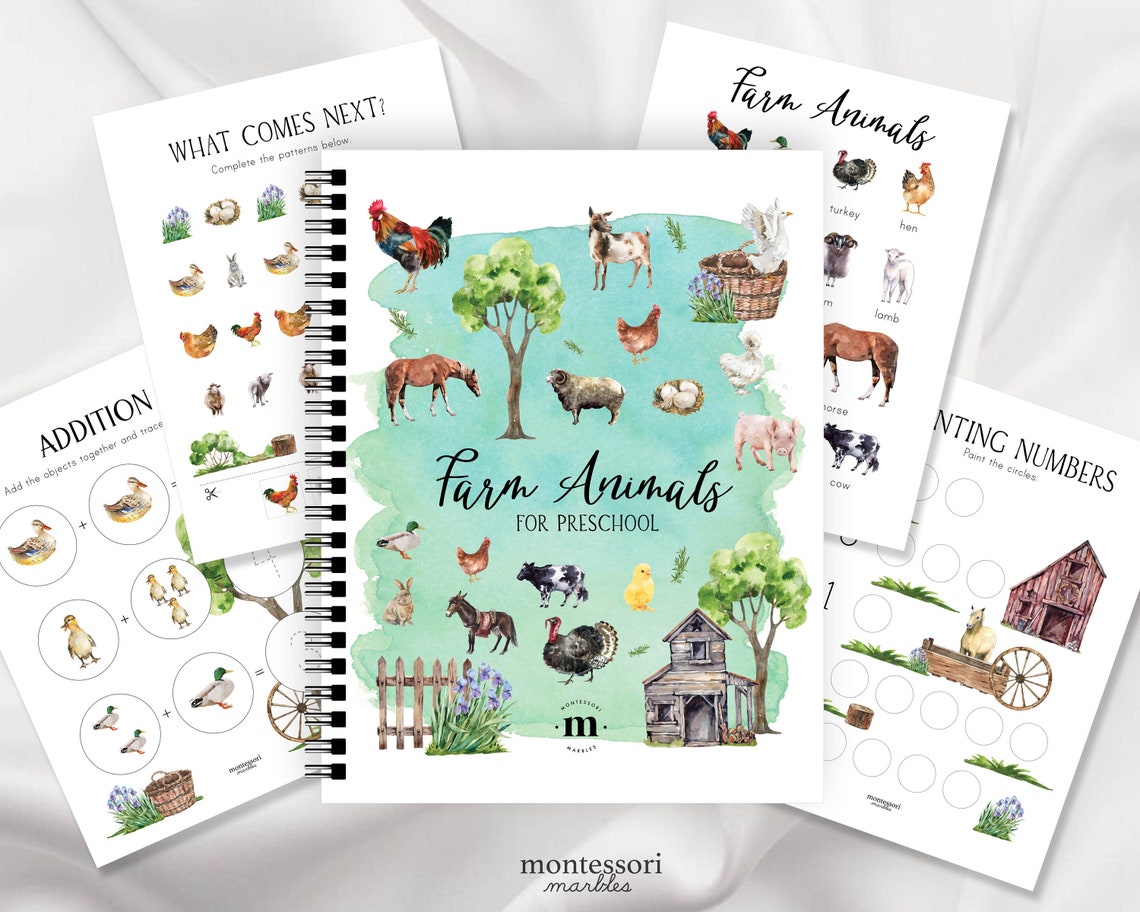 BUNDLE FARM ANIMALS Activity Workbook and Flash Cards - Etsy
