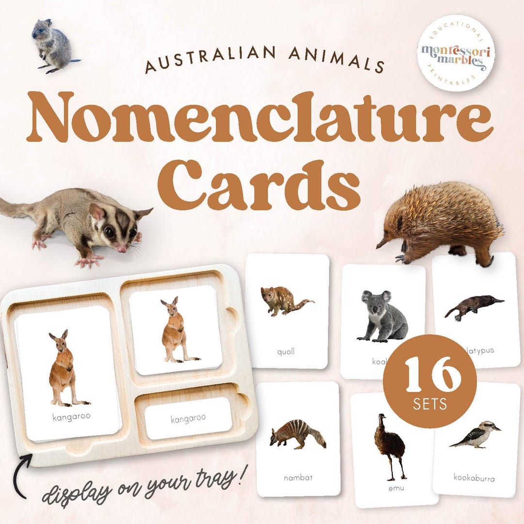AUSTRALIAN ANIMALS Nomenclature Cards | Montessori Inspired Learning ...