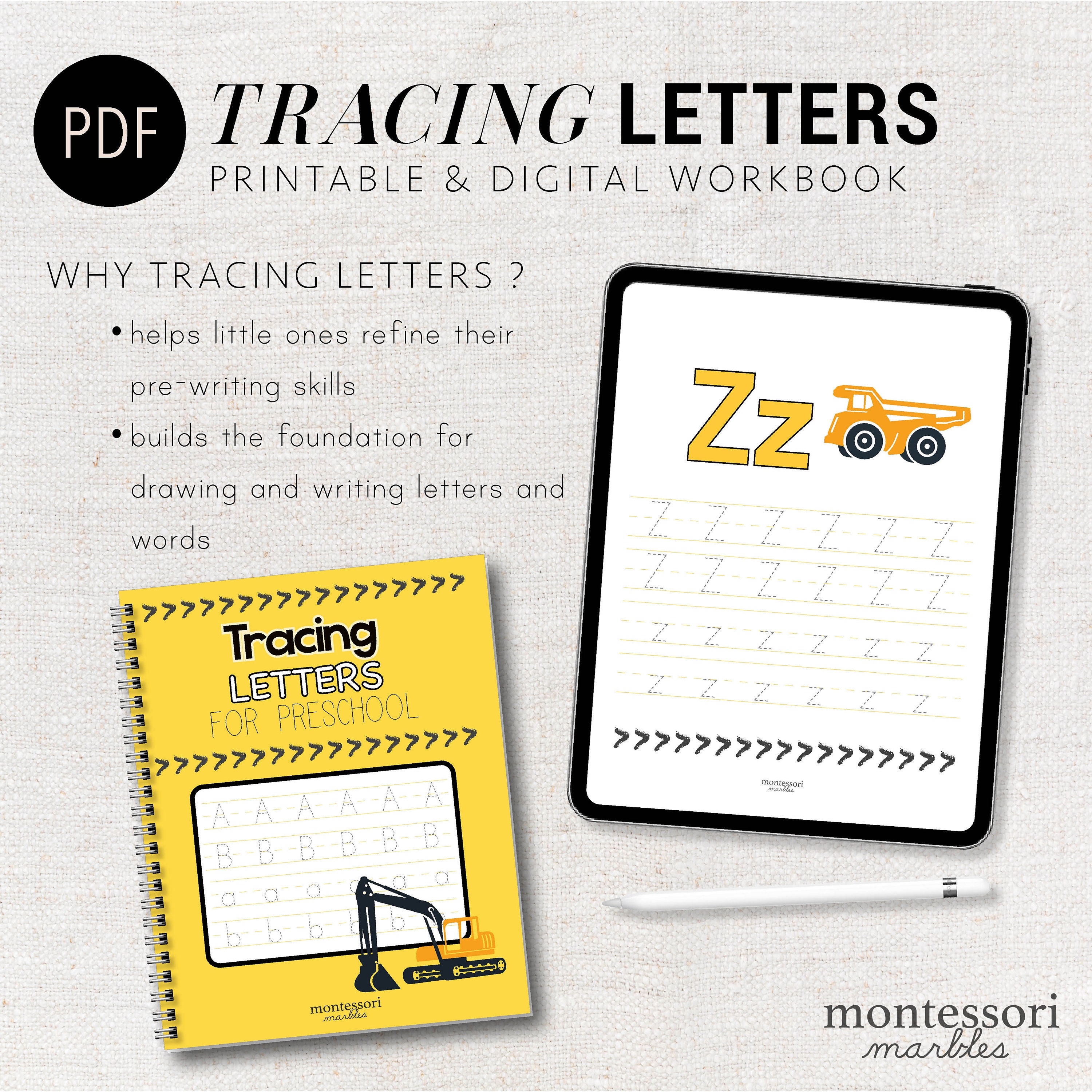 CONSTRUCTION Tracing Workbook Tracing Letters for Pre-k - Etsy