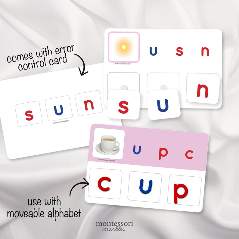 Montessori Pink Series Jumbled Word Cards for Short U - Etsy