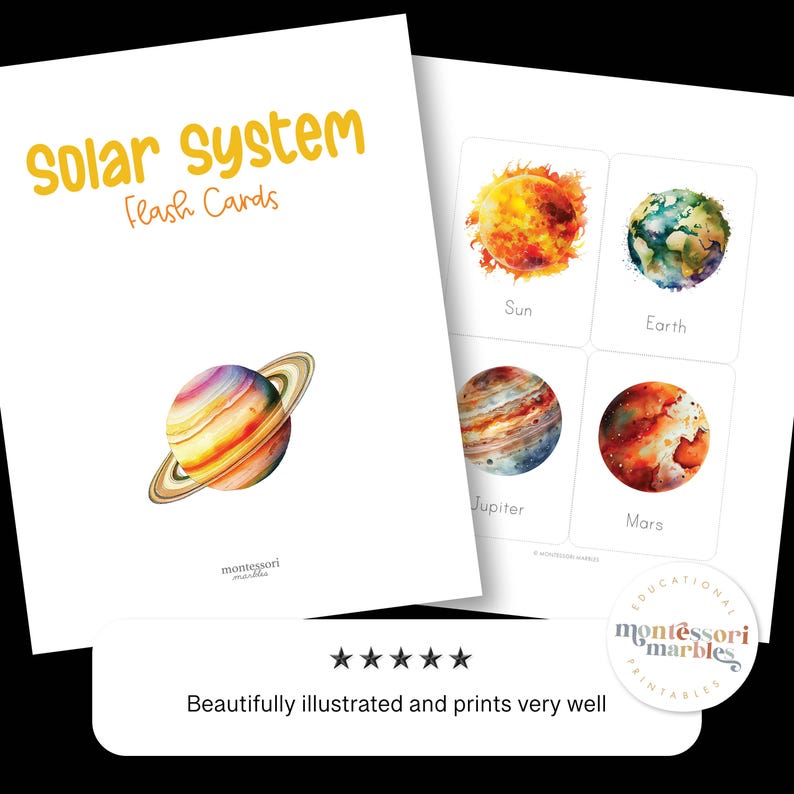 Solar System Flash Cards | 10 Planets Sun Moon | Space Learning Ages 3 ...