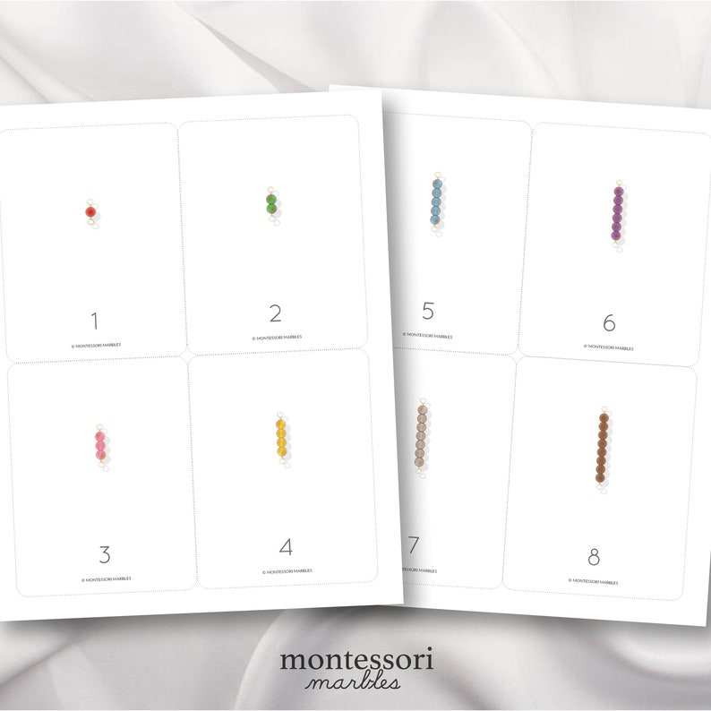 Math Beads Flash Cards | Montessori Mathematics | Counting 1-20 Number ...