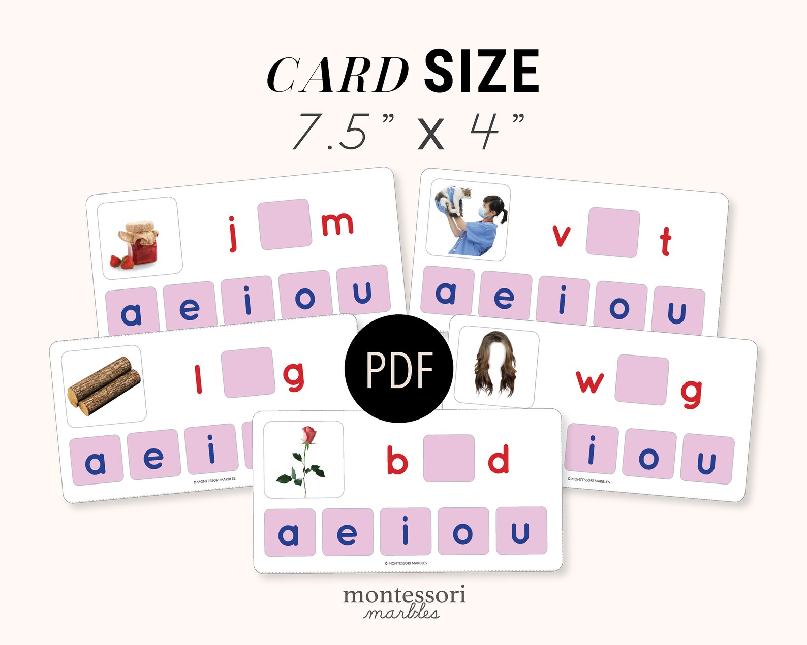 BUNDLE PACK Montessori Pink Series Missing Vowels Cards for - Etsy
