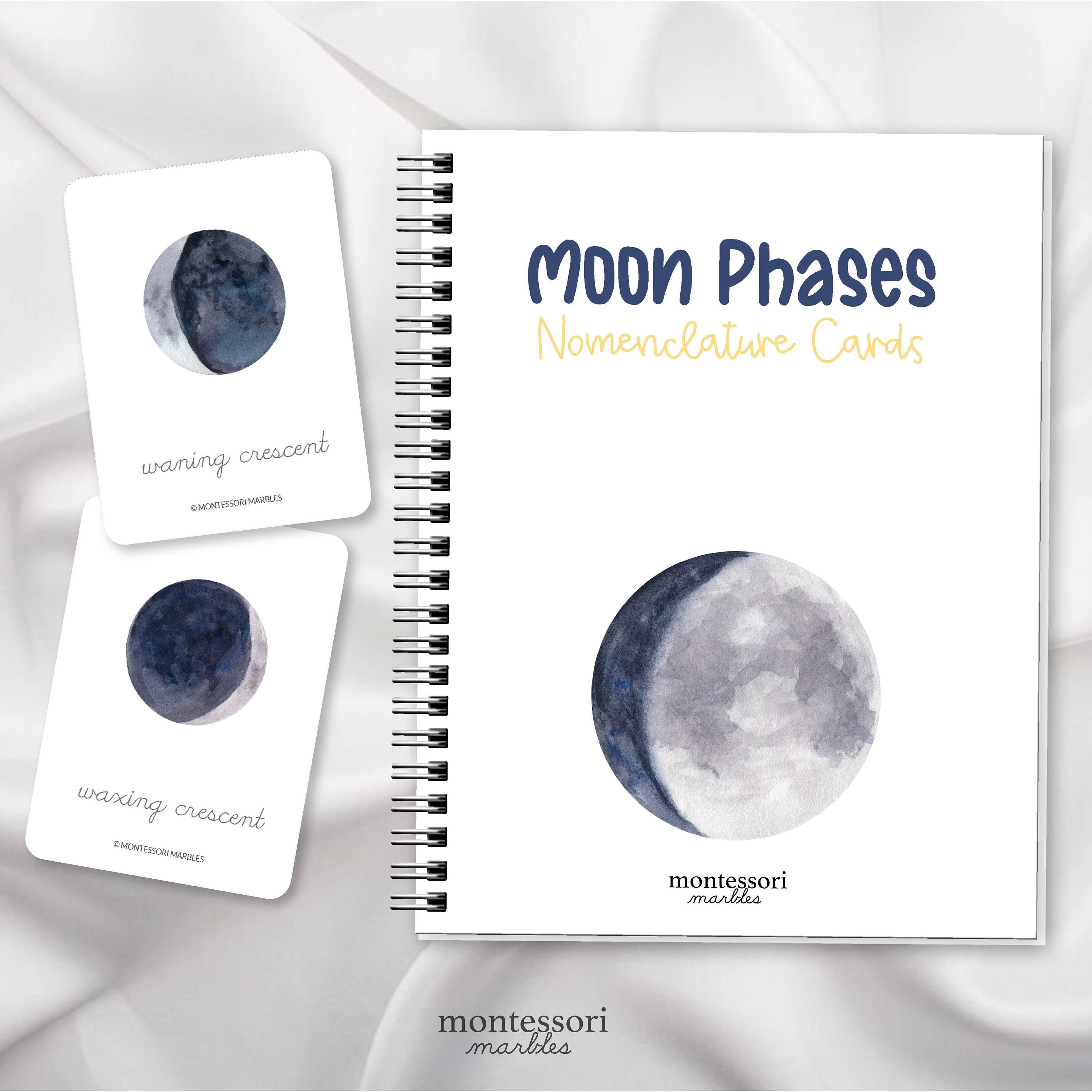 CURSIVE MOON PHASES Montessori Nomenclature Cards Montessori - Etsy