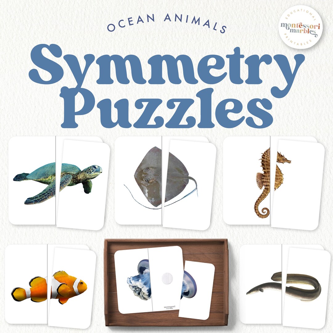OCEAN ANIMALS Symmetry Puzzles | Montessori Inspired Printable ...