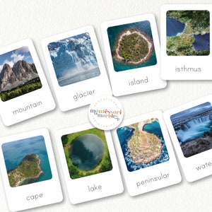 LANDFORMS Flash Cards Montessori Inspired Cards Social Studies ...