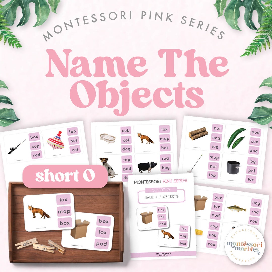 Montessori Pink Series Name the Objects SHORT O Flash Card Printable ...