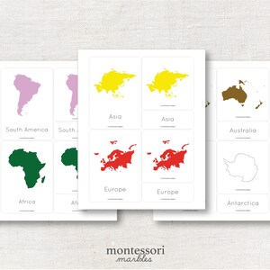 SEVEN CONTINENTS Nomenclature Cards Montessori Learning Resources for ...