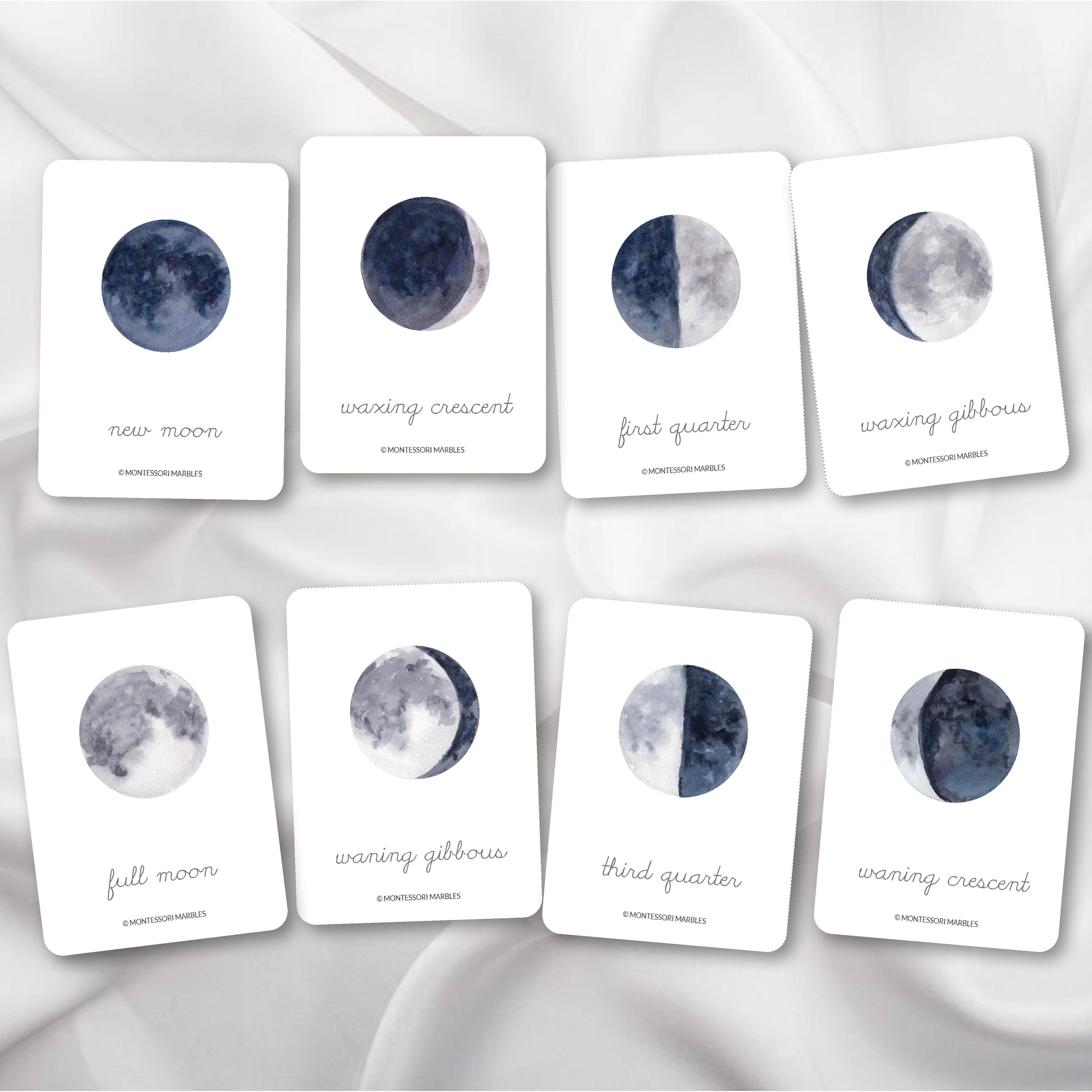 CURSIVE MOON PHASES Montessori Nomenclature Cards Montessori - Etsy