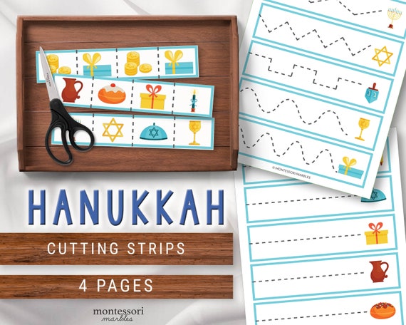 HANUKKAH Cutting Strips Fine Motor Skills Activity for Hand - Etsy