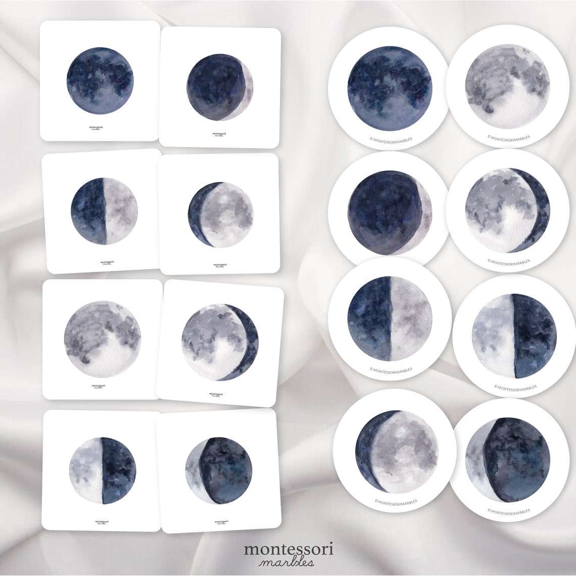 MOON PHASES Picture Matching Outer Space Theme Montessori - Etsy
