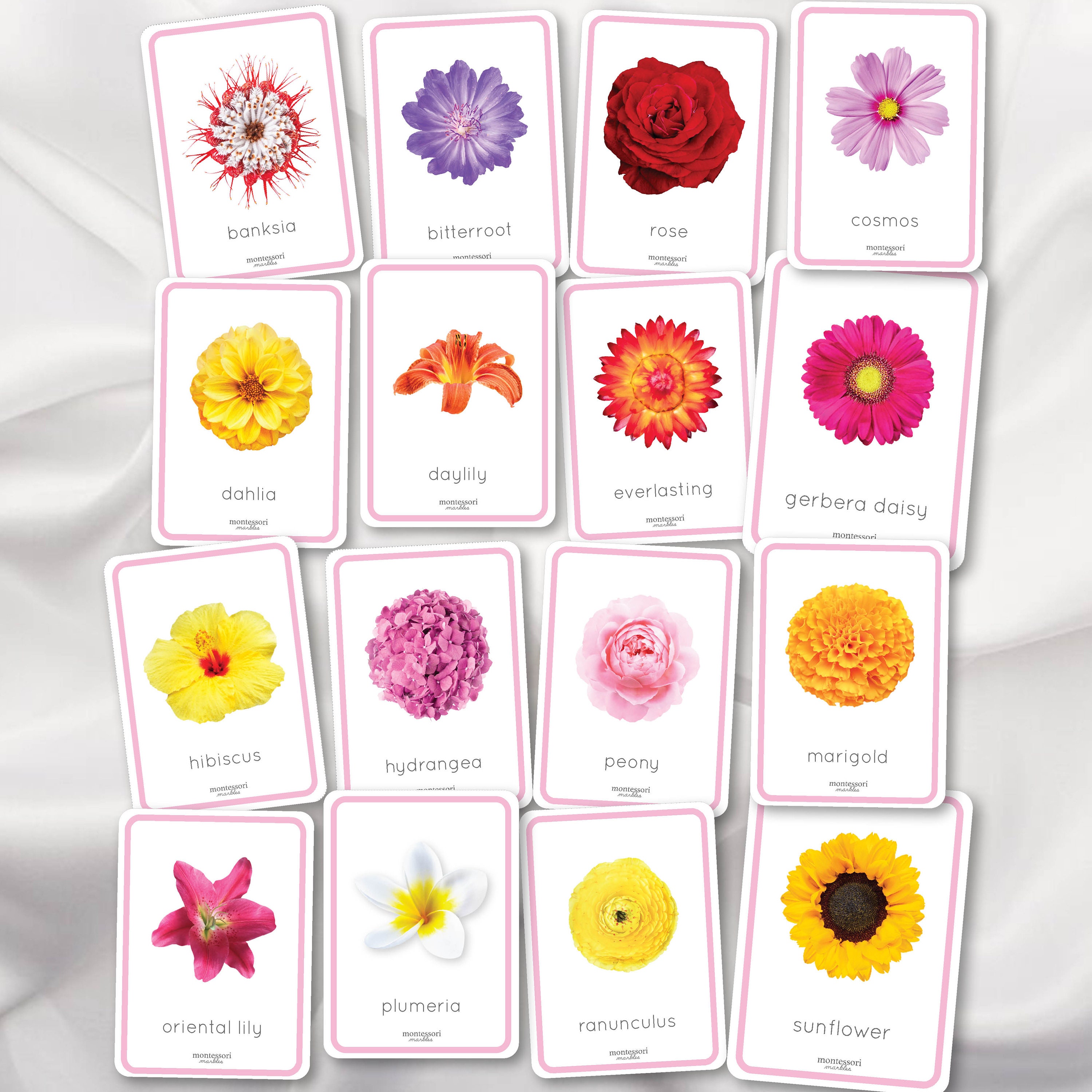 SPRING FLOWERS Flash Cards Montessori Inspired Printable - Etsy