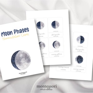 CURSIVE MOON PHASES Montessori Nomenclature Cards Montessori - Etsy