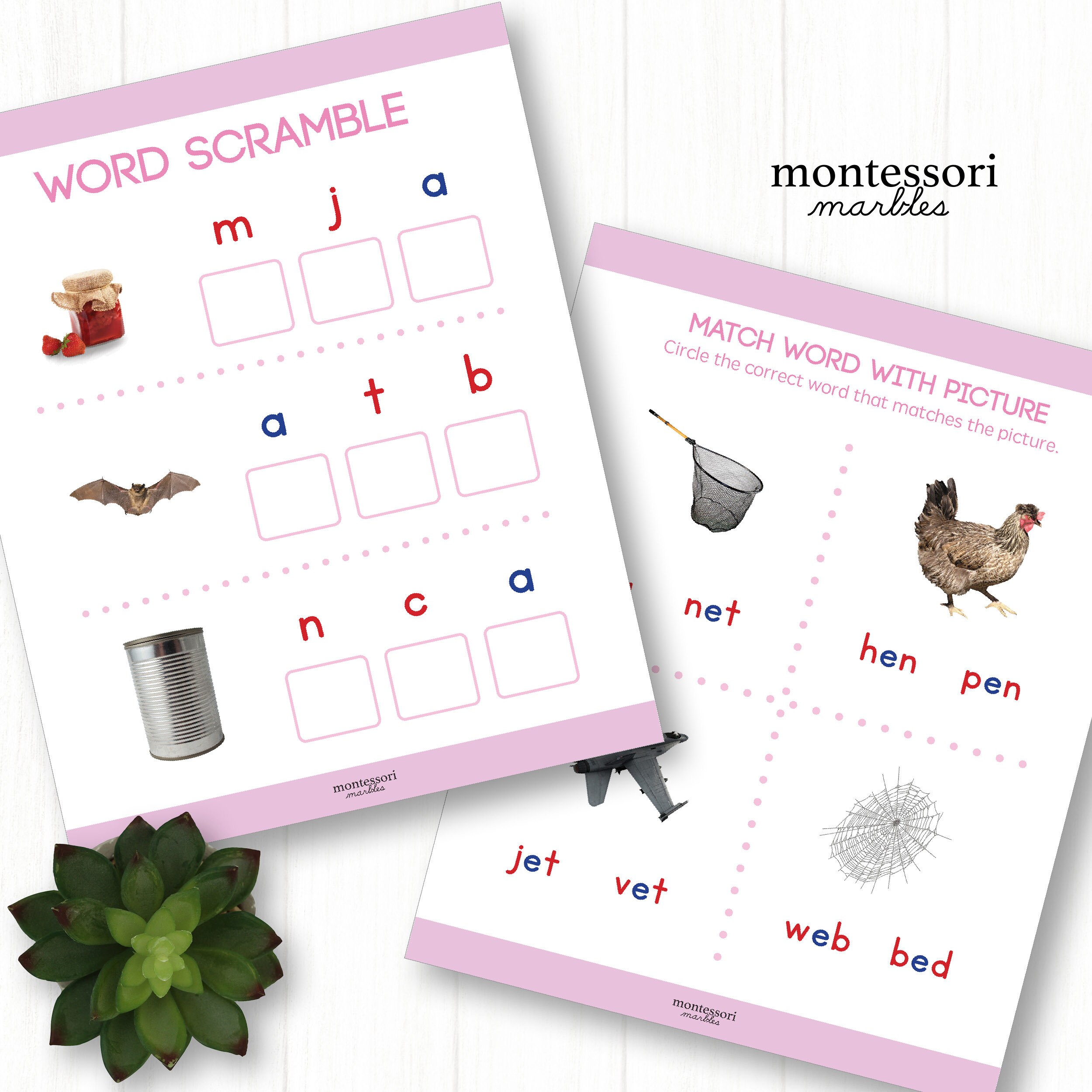 BUNDLE Montessori Pink Series Workbooks Short A E I O U CVC | Etsy