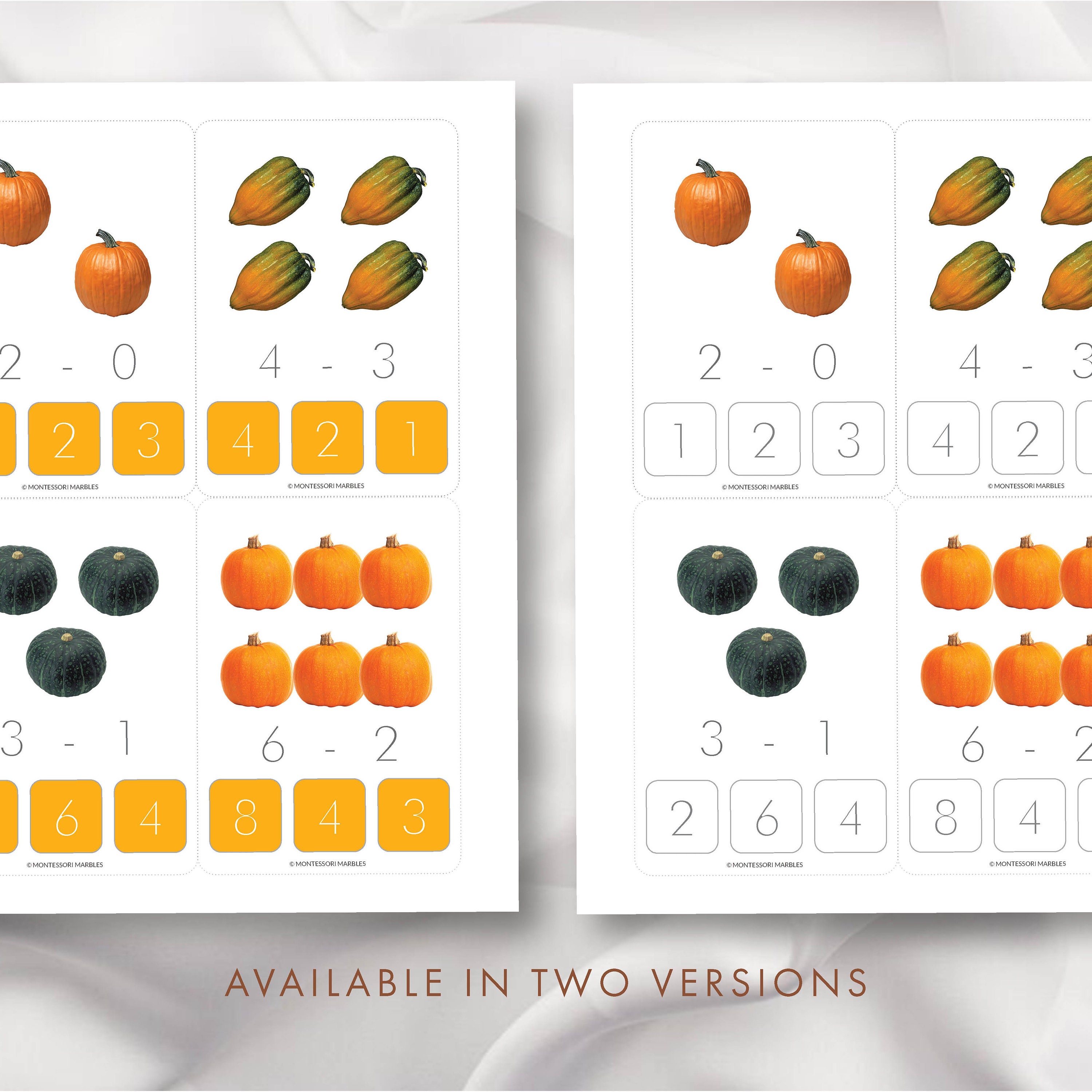 FALL Subtraction Clip Cards First Grade Math Learn Simple - Etsy