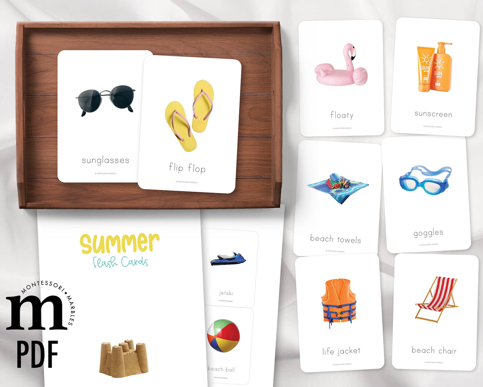 SUMMER Flash Cards Summer Vocabulary Builder Montessori Inspired ...