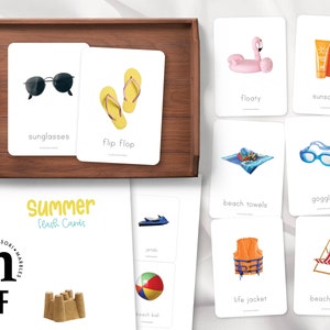 SUMMER Flash Cards Summer Vocabulary Builder Montessori Inspired ...
