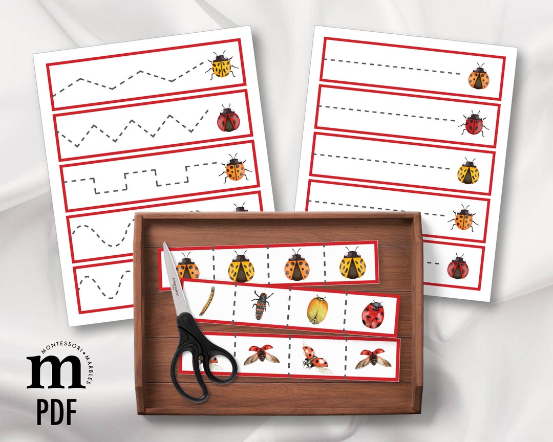 LADY BUGS Cutting Strips for Montessori Toddler & Prek Fun - Etsy