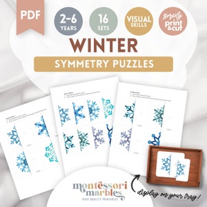 WINTER Complete the Snowflakes Symmetry Puzzles Montessori Inspired ...