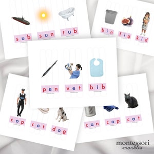 MONTESSORI PINK SERIES Craft Stick Puzzles 60 Cvc Words for Early ...