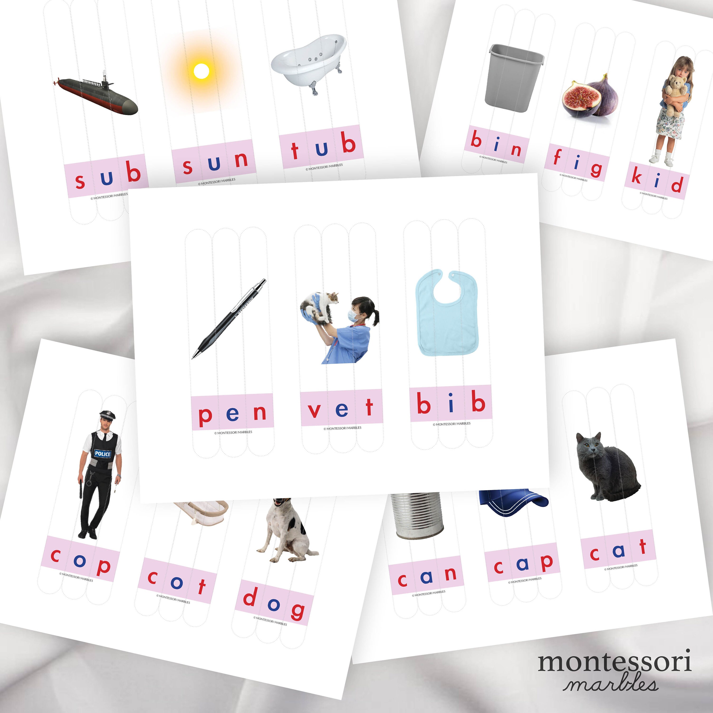 MONTESSORI PINK SERIES Craft Stick Puzzles 60 Cvc Words for - Etsy