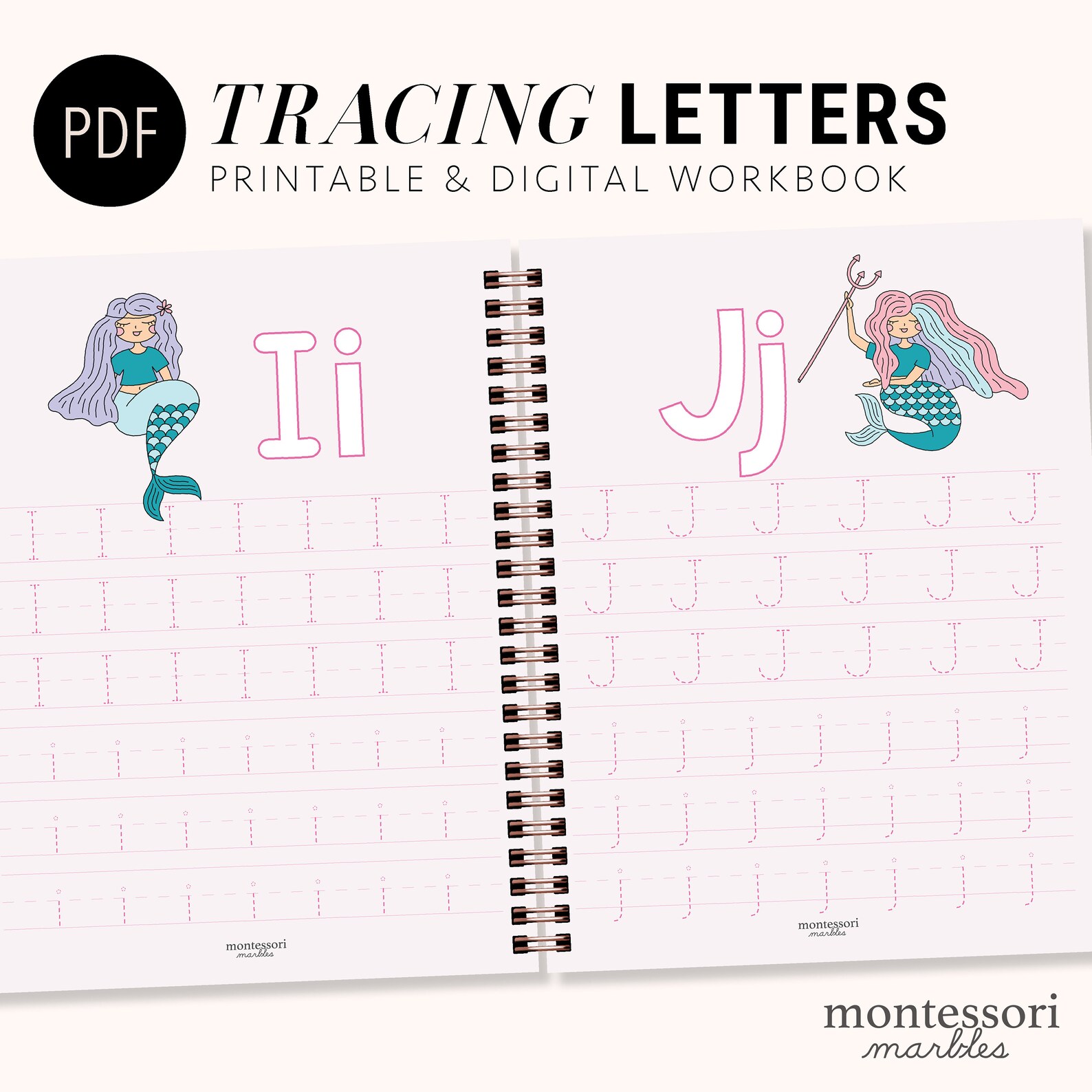 PRE-K Mermaids Summer Workbook Tracing Letters for Preschool - Etsy