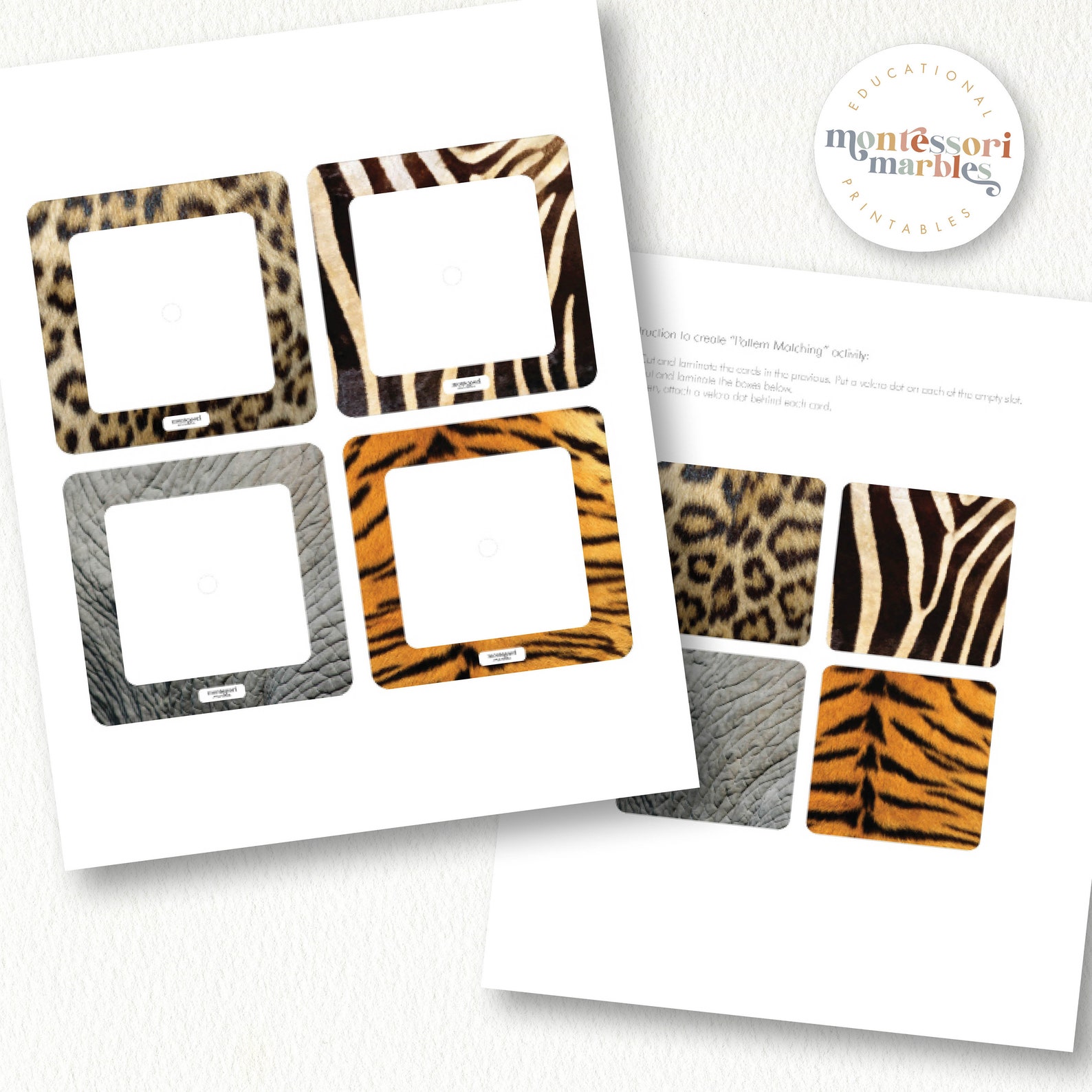Safari Jungle Animals Pattern Matching 16 Puzzles | Two-piece Visual ...