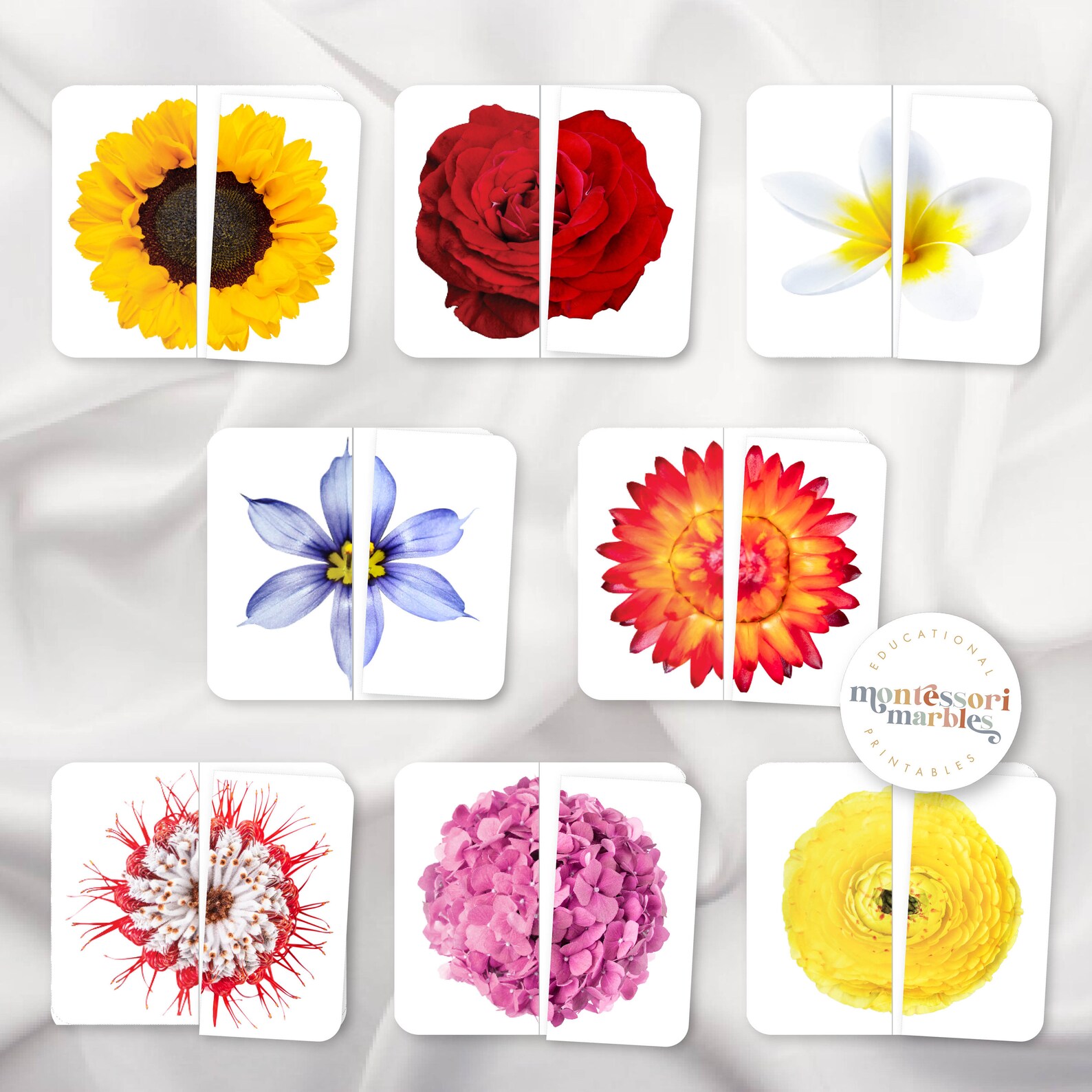 FLOWERS Symmetry Matching Puzzle Montessori Inspired Visual Skill ...