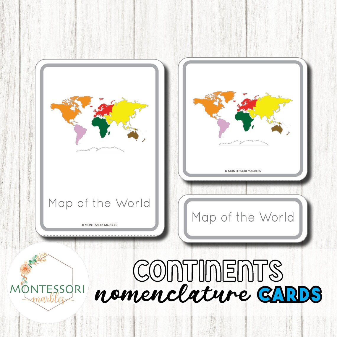 SEVEN CONTINENTS Nomenclature Cards Montessori Learning | Etsy