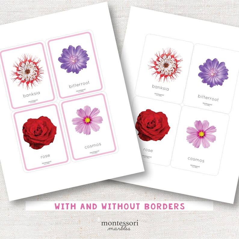 SPRING FLOWERS Flash Cards Montessori Inspired Printable - Etsy