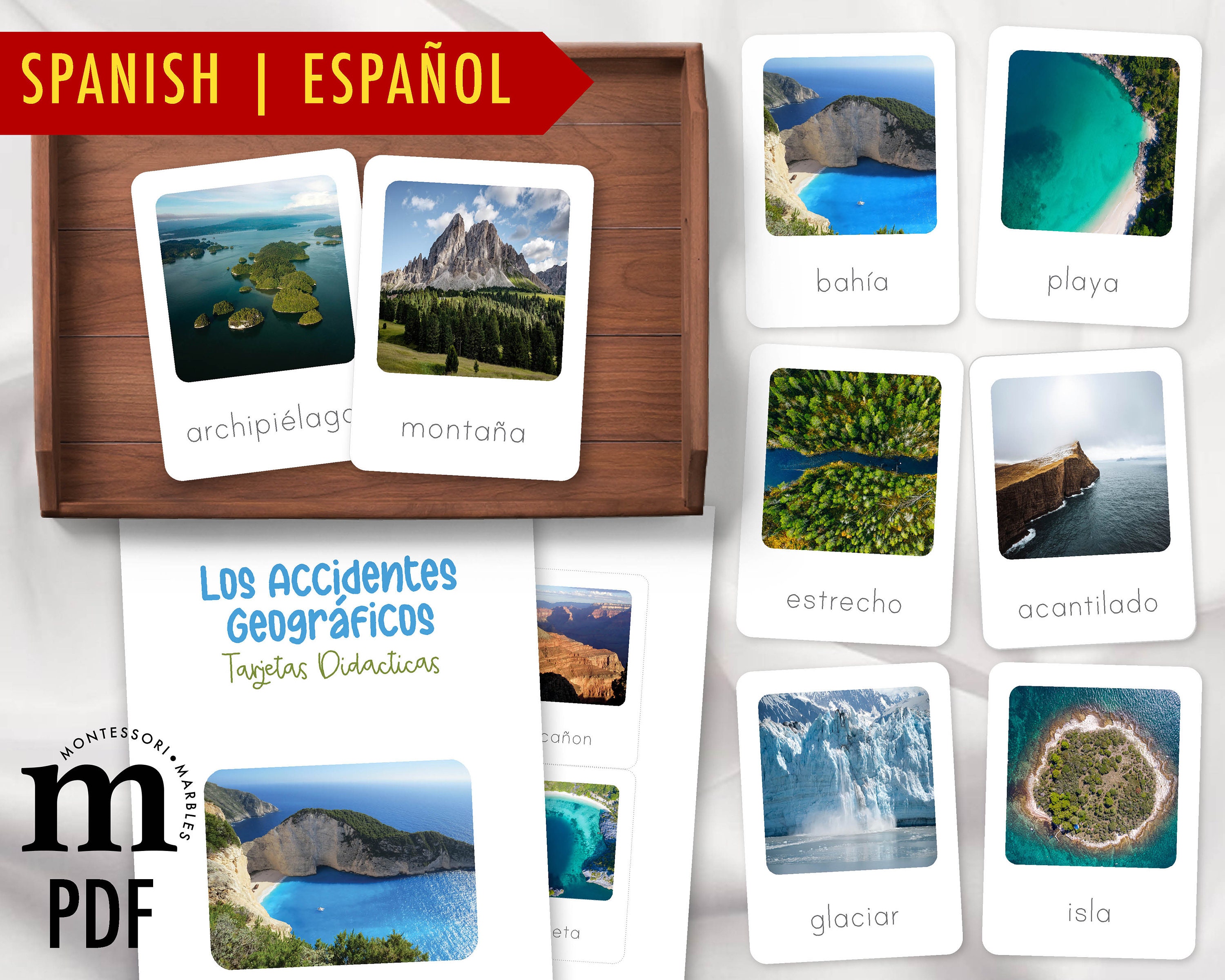 LANDFORMS Spanish Flash Cards Montessori Inspired Cards - Etsy