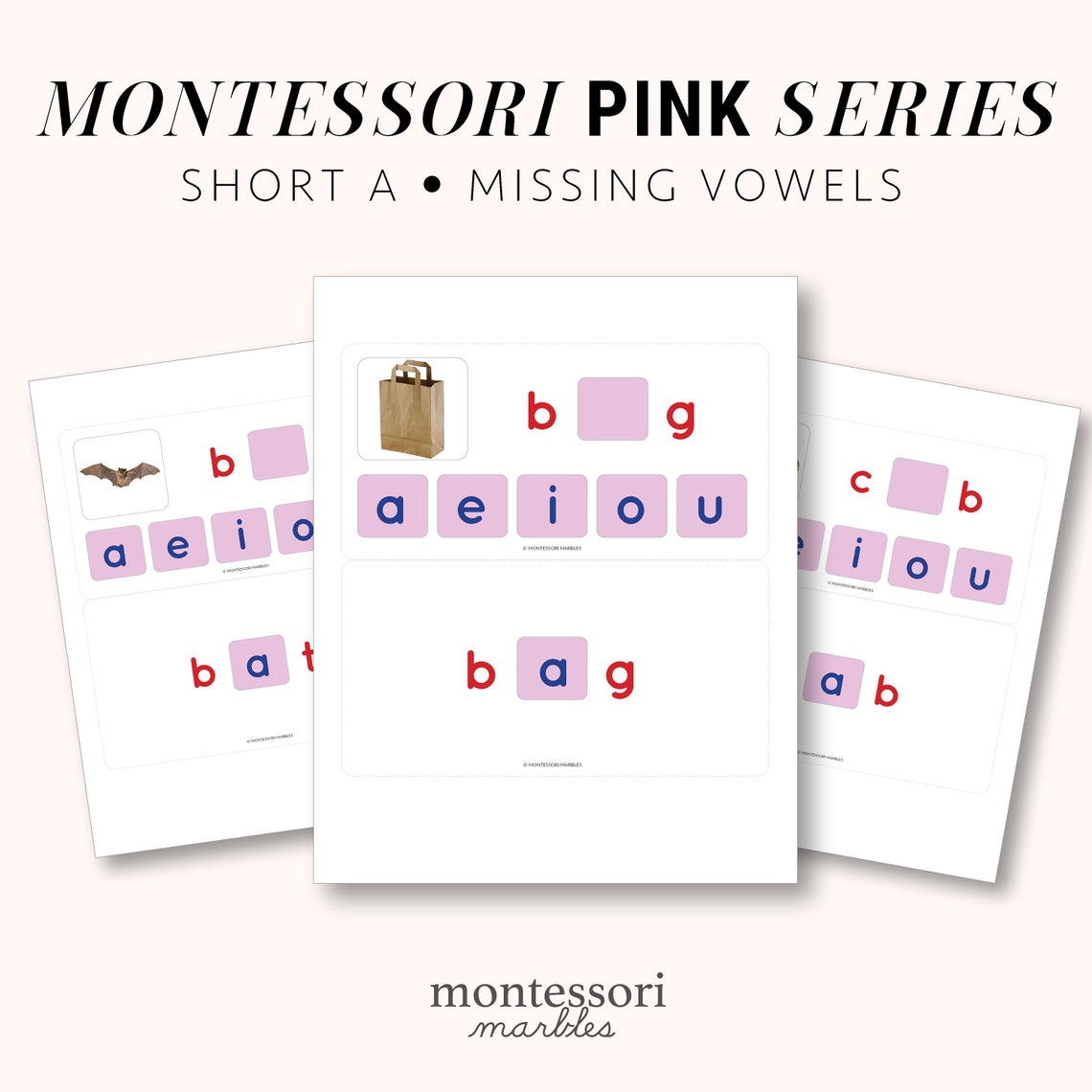 Montessori Pink Series Missing Vowel Short A Printable - Etsy