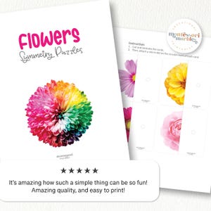 FLOWERS Symmetry Matching Puzzle | Montessori Inspired Visual Skill ...